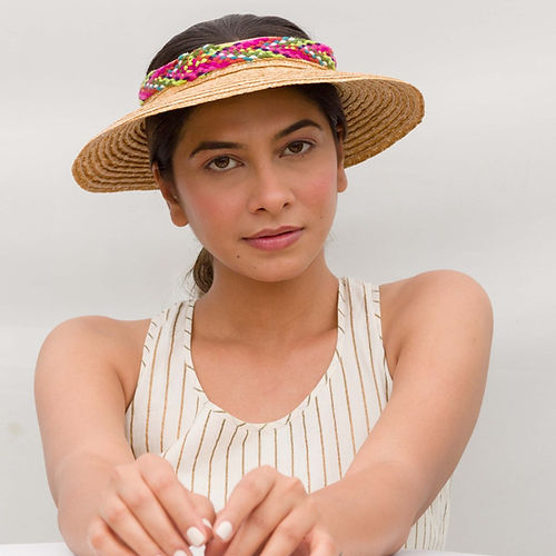 Salmon- Straw travel friendly sun visor – Maaneh Millinery